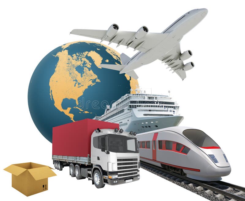 Transport with Earth Globe and Car Stock Illustration - Illustration of ...