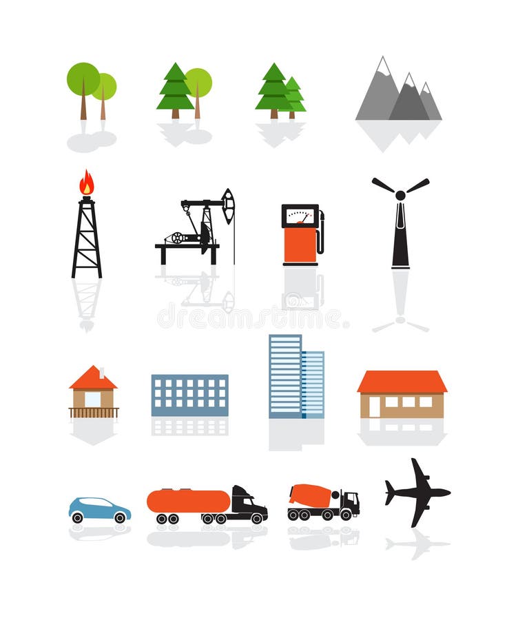 Transport and Ecology Icons Stock Vector - Illustration of design ...