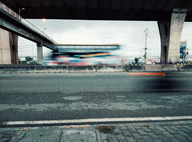 Transport Evening Bus Overpass Editorial Photography - Image of ...