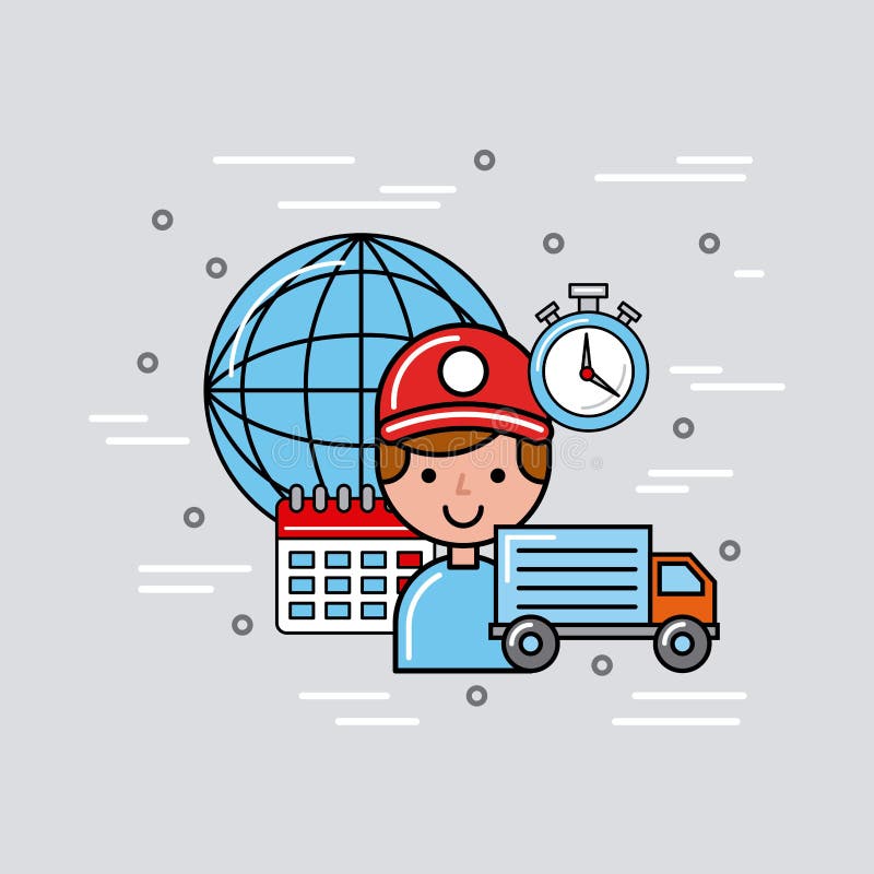 Transport Global Logistic Cartoon Stock Vector - Illustration of ...