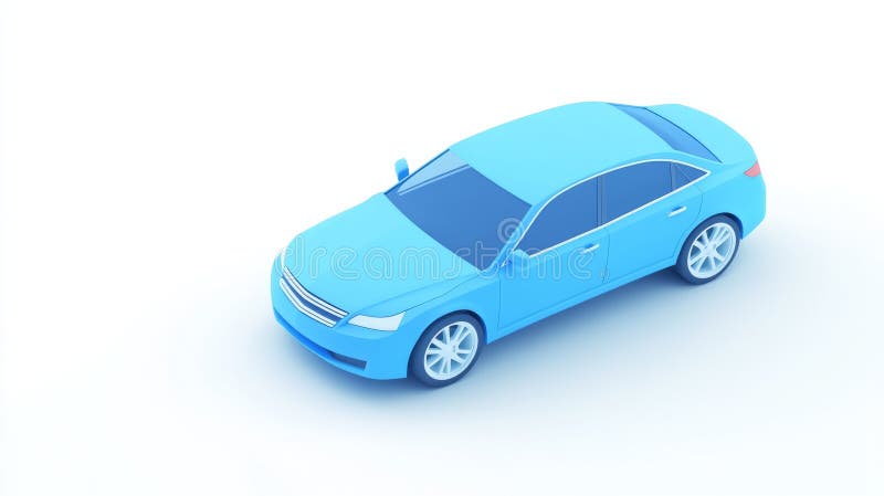 Transport Icon Featuring a Blue Car 3D Model with an Isometric View on ...