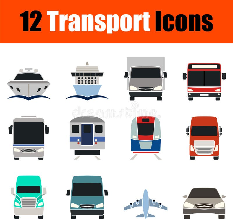 Transport Icon Set stock vector. Illustration of road - 207635363