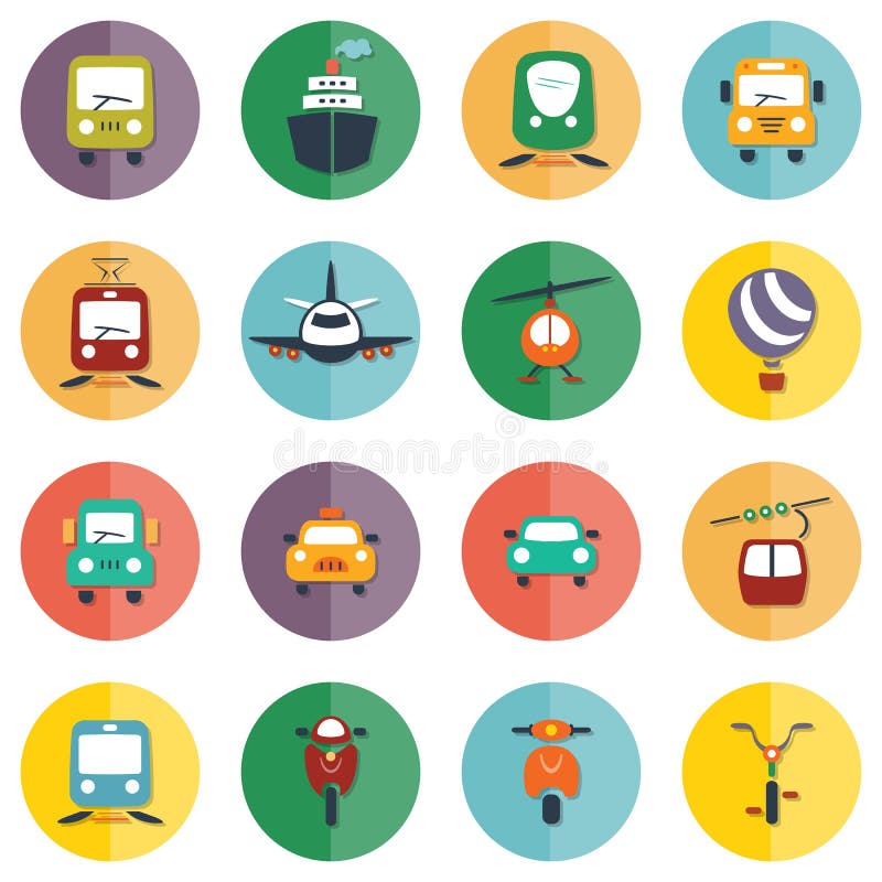 Warehouse Transportation and Delivery Icons Flat Set Stock Vector ...