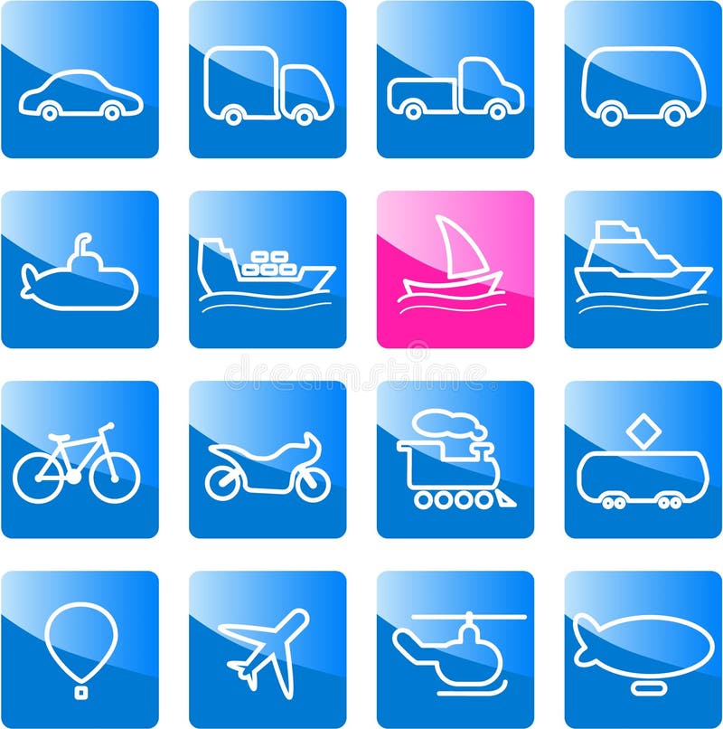 Transportation Icons / Buttons Stock Vector - Illustration of aircraft ...
