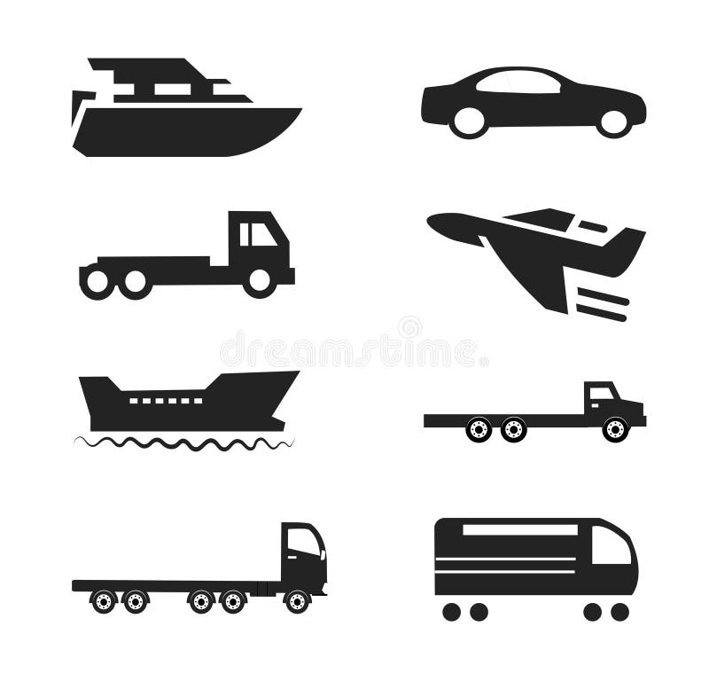 Transport Icons Cars Ships Trains Planes Vector Set Stock Vector ...