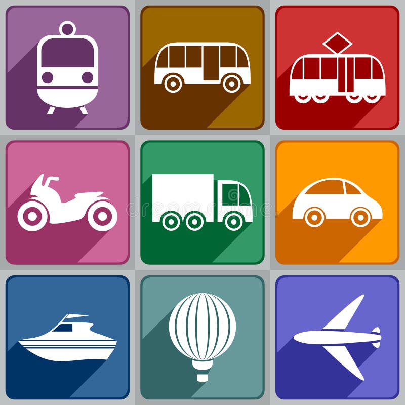Transport icons. stock vector. Illustration of color - 12986864