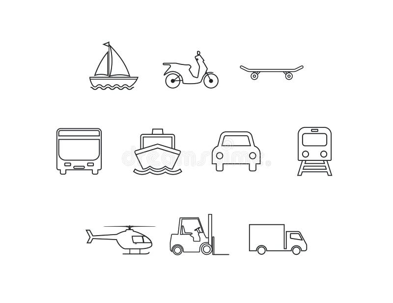 Transport Icons Set Line. Vector Illustration. White Background Stock ...