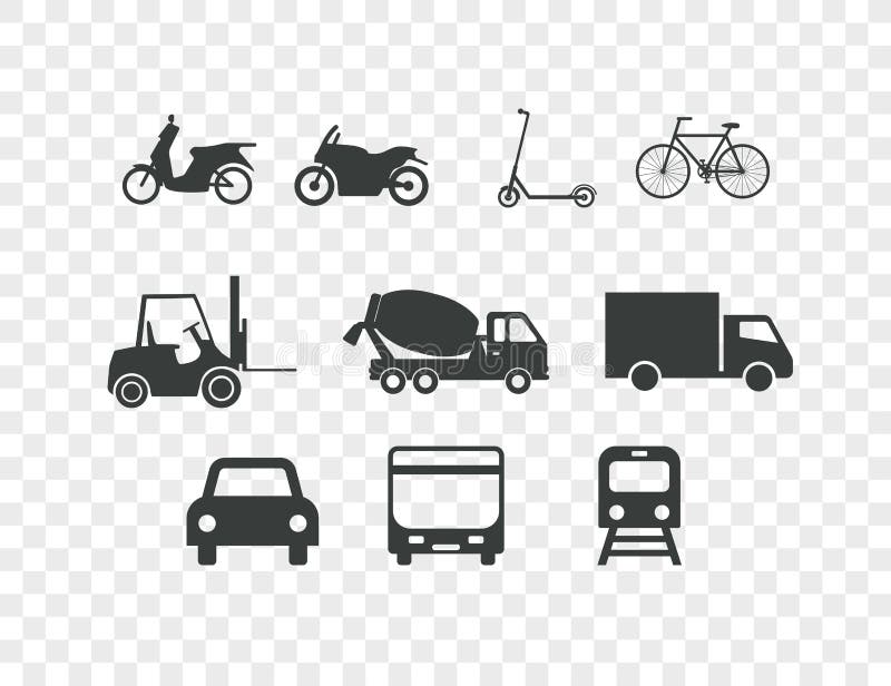 Transport Icons Set on Transparent Background. Vector Illustration ...