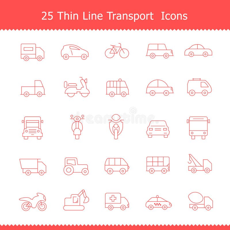 Transport Icons on White BackgroundTransport Icons Outline Stroke on ...