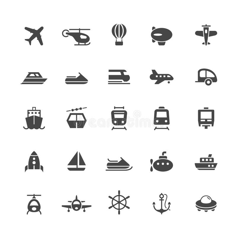 Transport Icons on White BackgroundTransport Icons Outline Stroke on ...