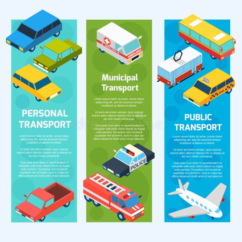 Transport Isometric Banners Vertical Stock Vector - Illustration of ...