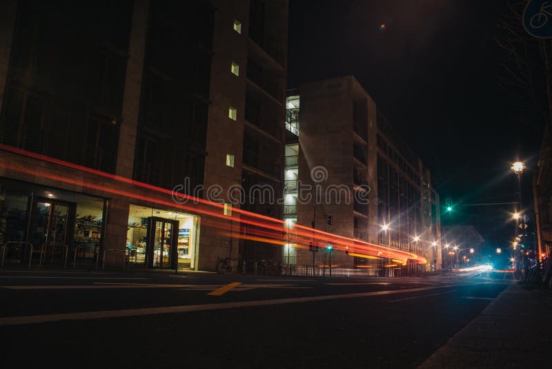 Transport light trails stock image. Image of downtown - 144962189