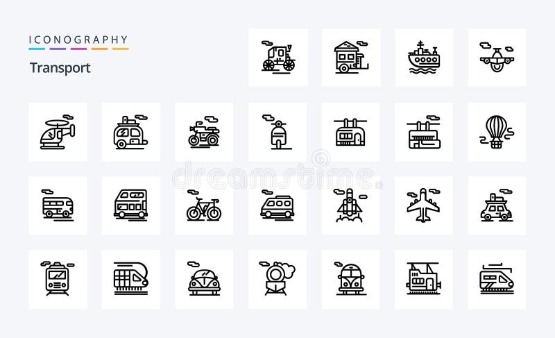 25 Transport Line Icon Pack. Vector Icons Illustration Stock Vector ...