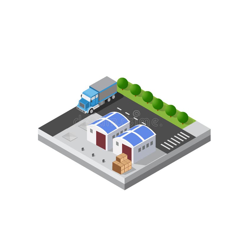 Industrial Factory and Warehouse Building. Isometric, Suitable for ...