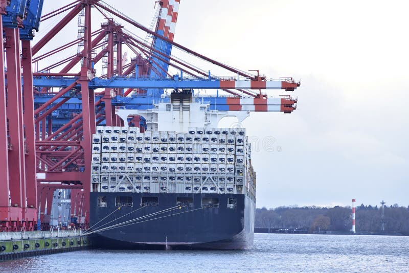 Transport and Logistics by Water - Loading of Ships in a Port with ...