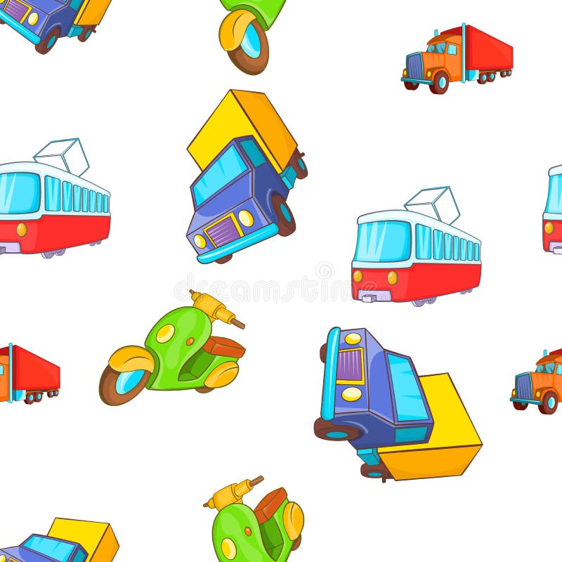 Transport Pattern, Cartoon Style Stock Vector - Illustration of style ...