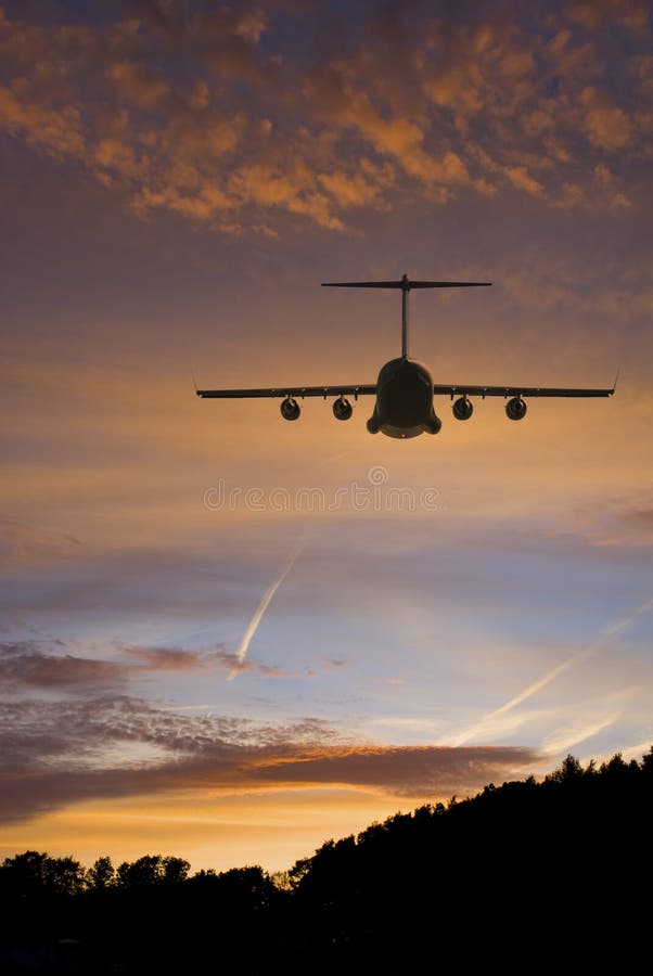 Airplane and sunset stock image. Image of business, destinations - 2975471