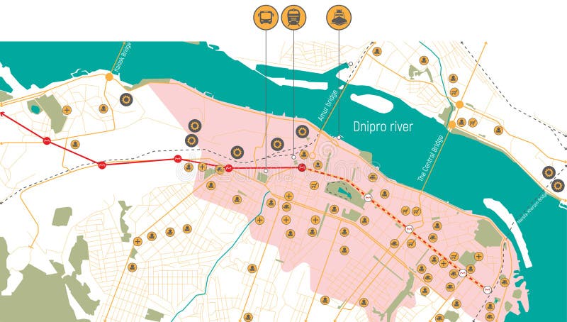 Vector Map of the Dnieper, Ukraine Stock Vector - Illustration of city ...