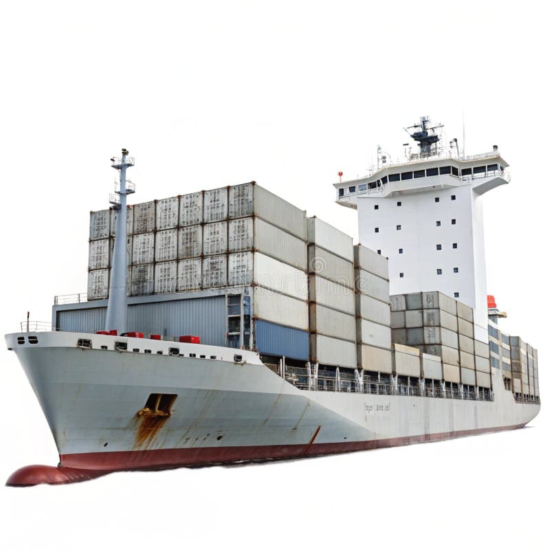 Transport Ship with Containers Isolated on Transparent Background Stock ...