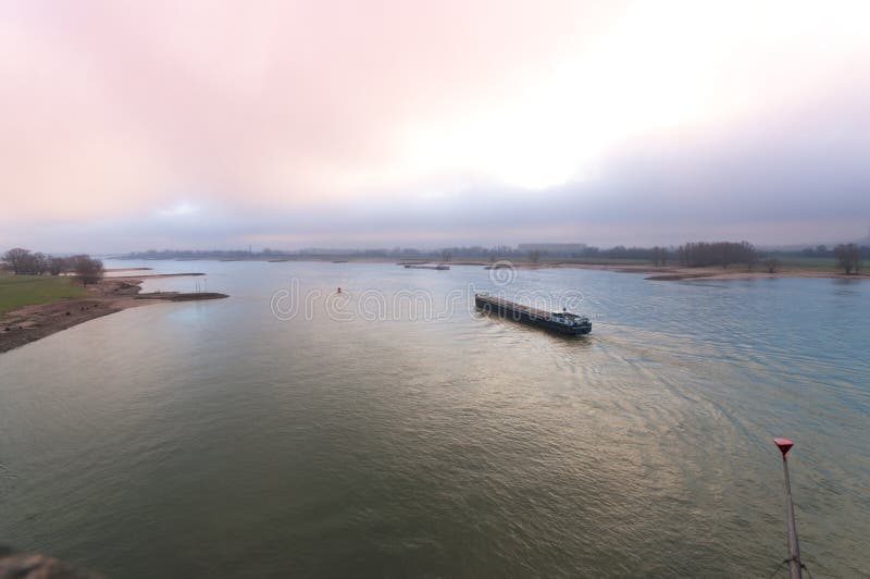 Transport ship on river stock image. Image of boat, cargo - 19001587