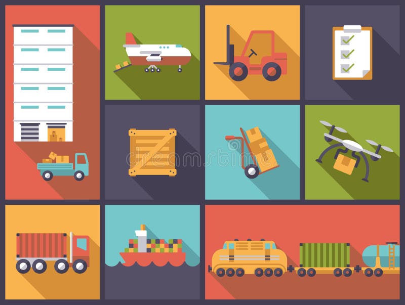 Transport and Shipping Flat Design Vector Illustration. Stock Vector ...