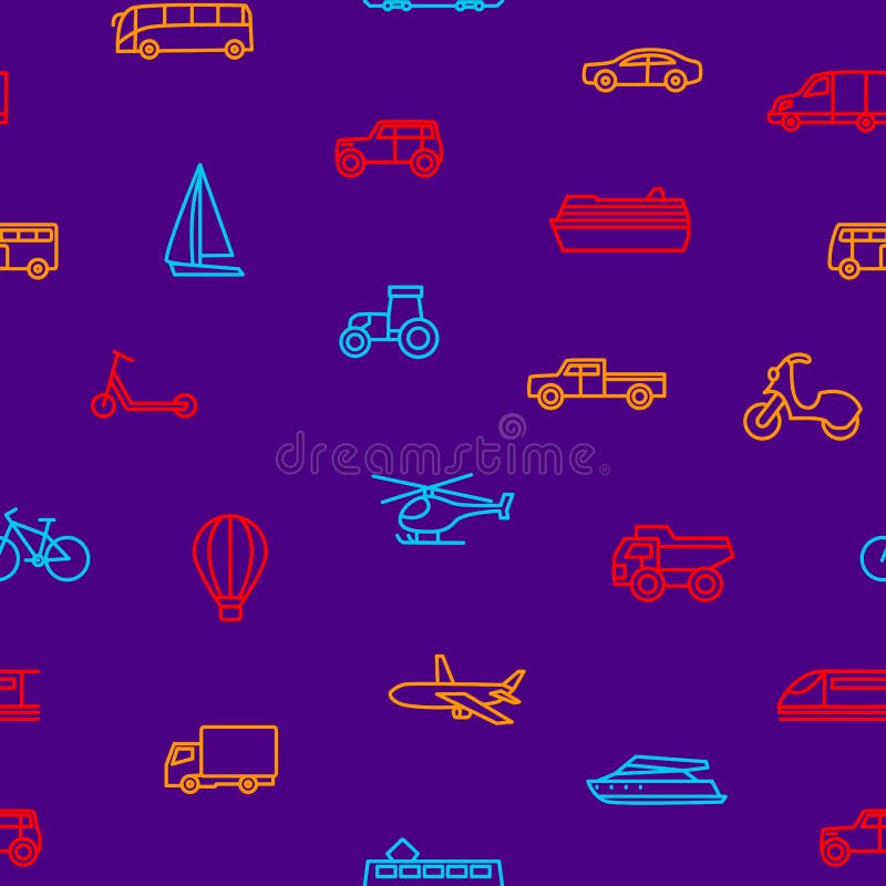 Transport Thin Line Seamless Pattern Background. Vector Stock Vector ...