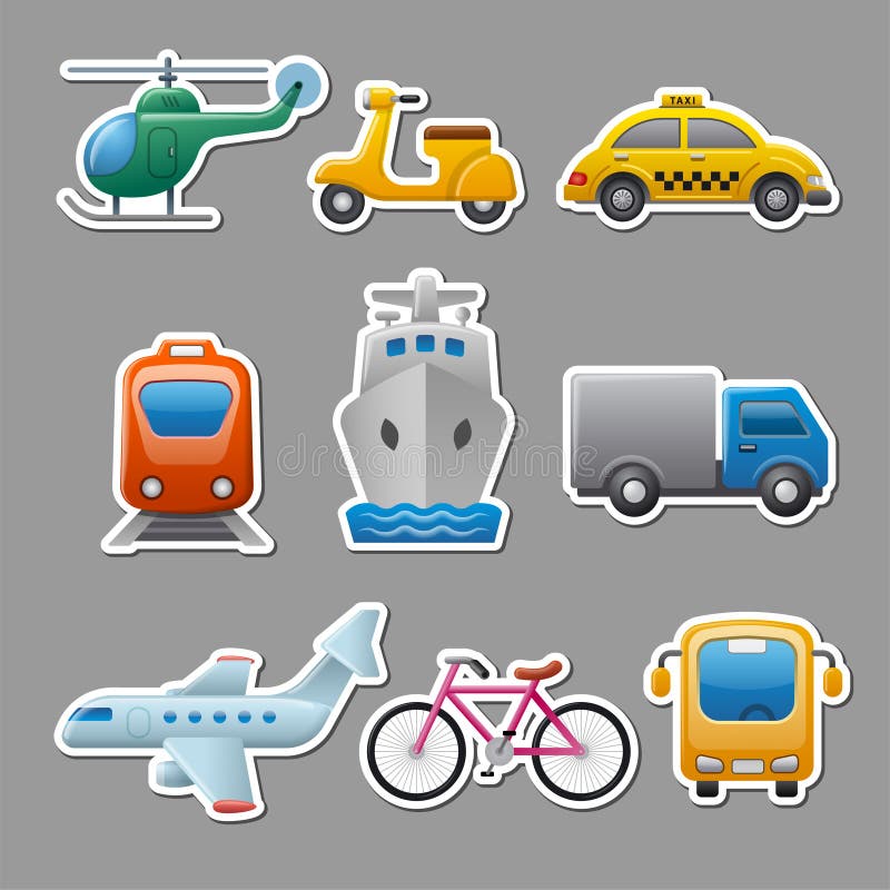 Transport stickers stock vector. Illustration of helicopter - 185870284