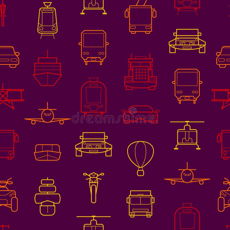 Transport Thin Line Seamless Pattern Background. Vector Stock Vector ...