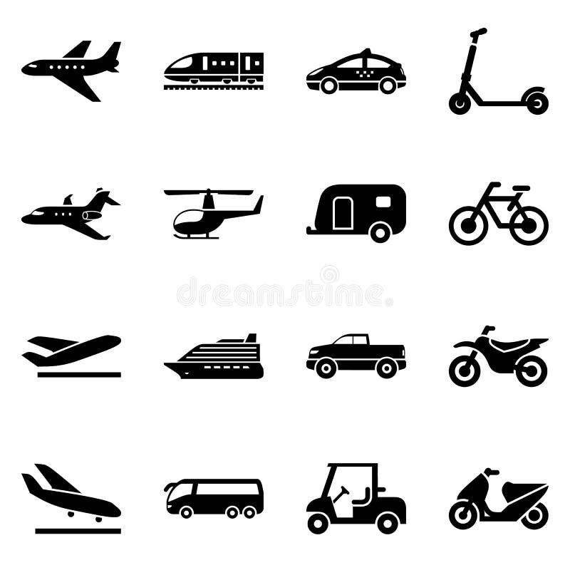 Transport and Travel Icon Set Simple Flat Vector Illustration Stock ...