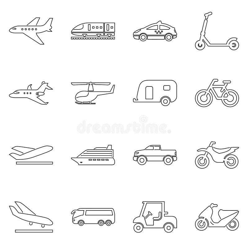 Transport and Travel Icon Set Simple Flat Vector Illustration Stock ...