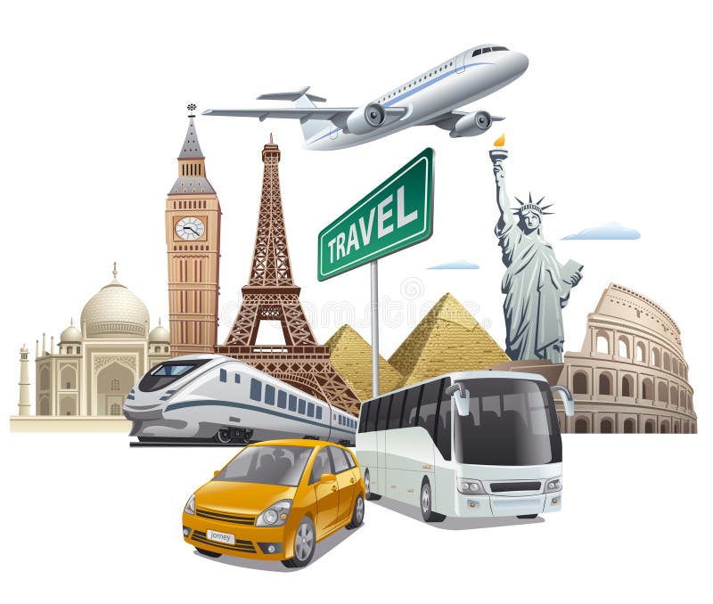 Transport and travel stock illustration. Illustration of tourism - 65774199