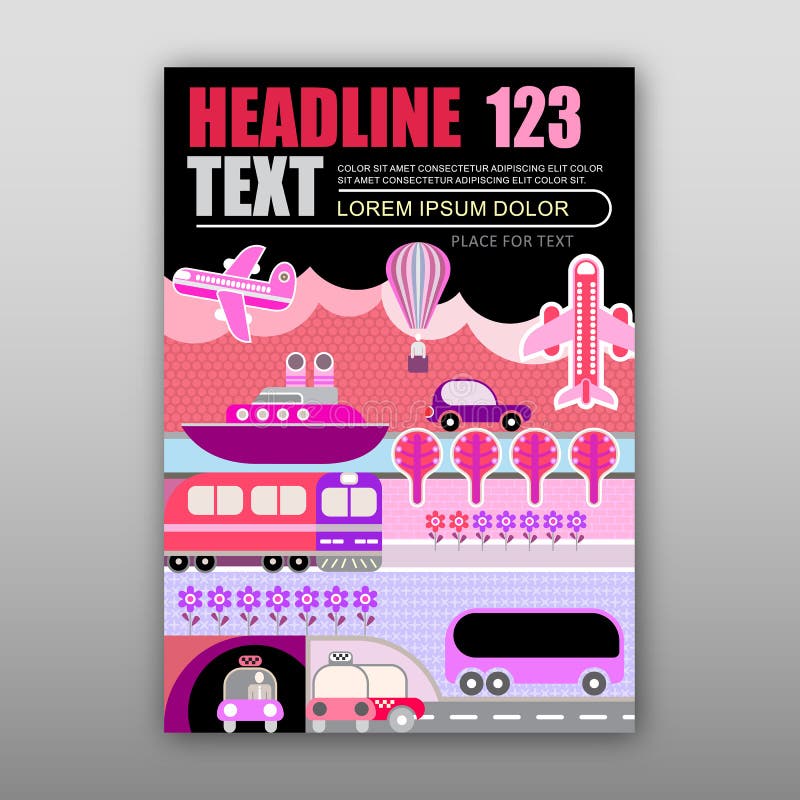 Transport and Travel, Vector Template of Magazine Cover Stock Vector ...