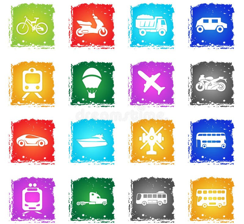 Transport types icon set stock vector. Illustration of bicycle - 88207894