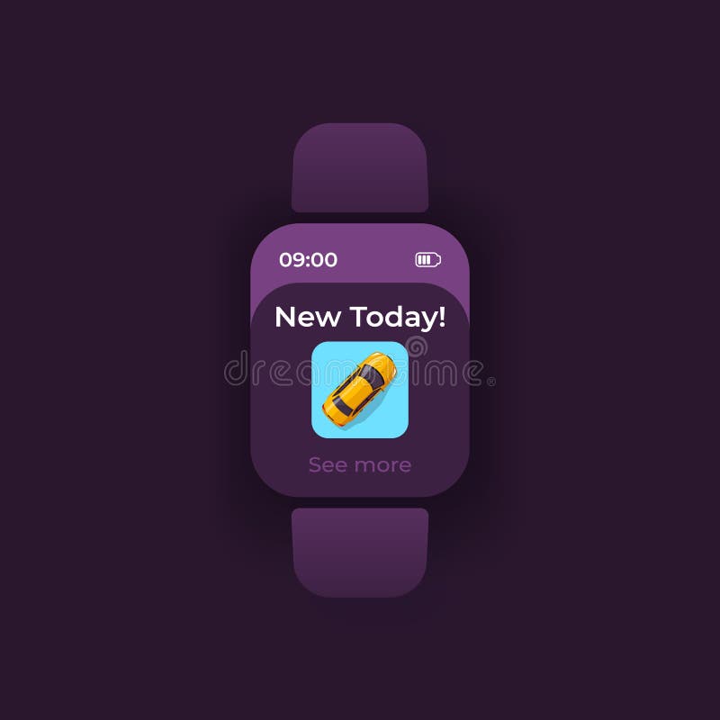 Transport Update Smartwatch Interface Vector Template Stock Vector - Illustration of nightmode ...