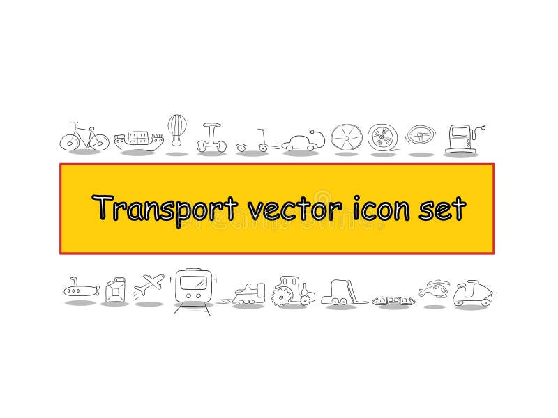 Transport Vector Icon Set. Thin Simple Collection Illustration Black ...