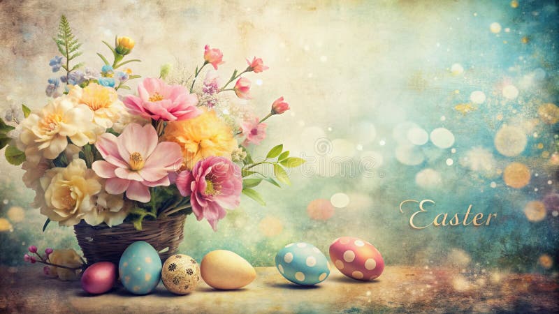 Retro Easter Floral Background a VintageInspired Abstract Design with ...