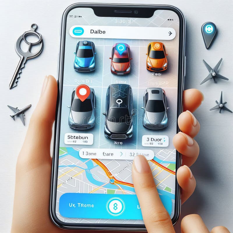 Transportation App Interface with Ride Options, Map View, and F Stock ...