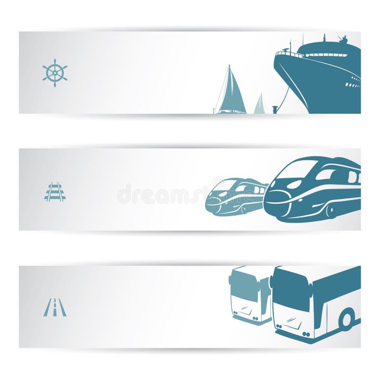 Transportation banner set stock vector. Illustration of railway - 28539142