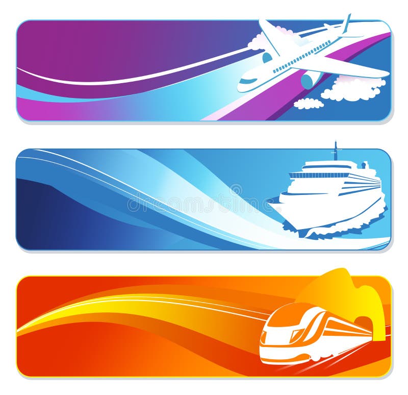 Transportation banner set stock vector. Illustration of railway - 28539142