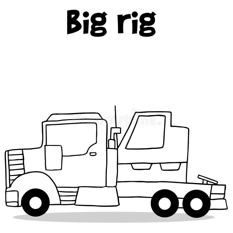 Transportation of Big Rig Hand Draw Stock Vector - Illustration of ...