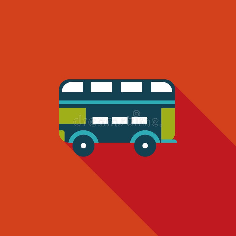 Transportation Bus Flat Icon with Long Shadow Stock Vector ...