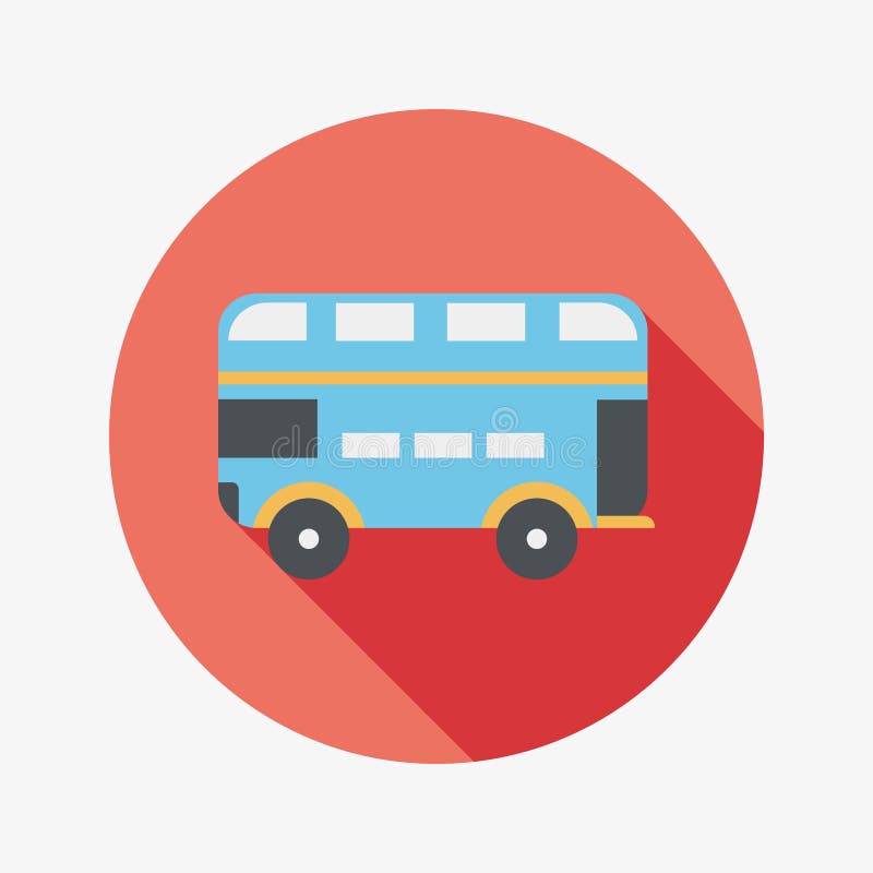 Transportation Bus Flat Icon with Long Shadow Stock Vector ...