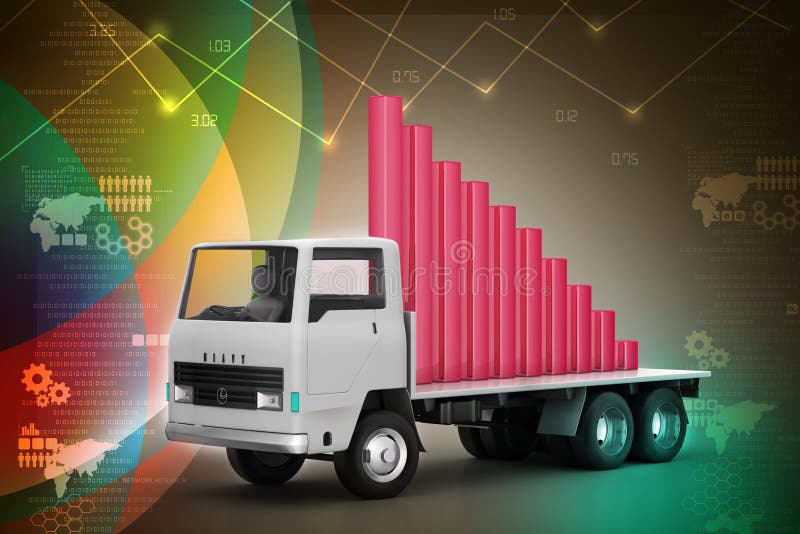 Transportation of Business Graph in Truck Stock Illustration ...