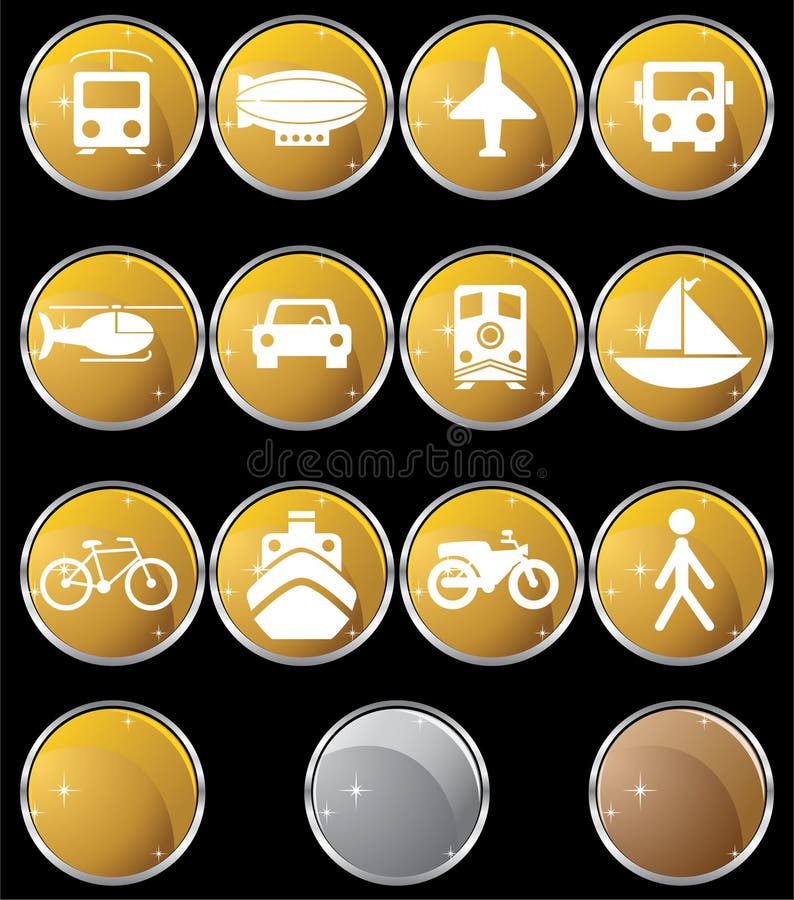 Transportation Buttons - Gold Round Stock Vector - Illustration of auto ...