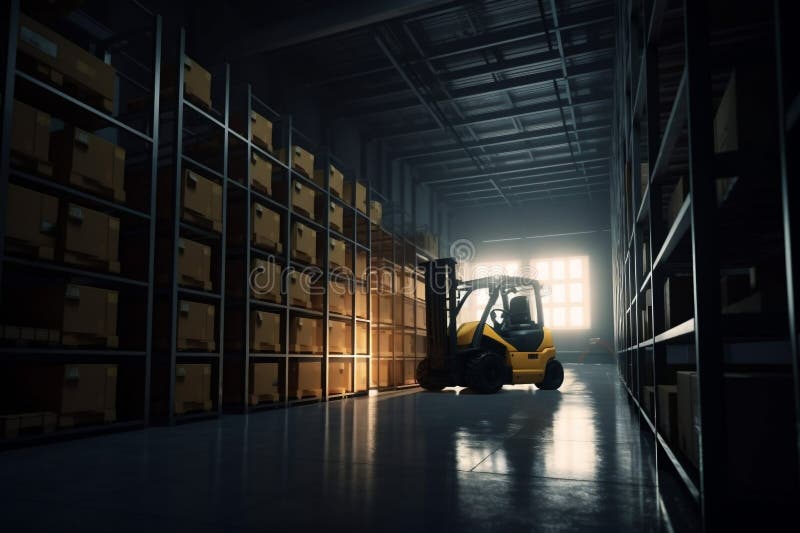 Transportation Cargo Delivery Sun Warehouse Box Forklift Logistic ...