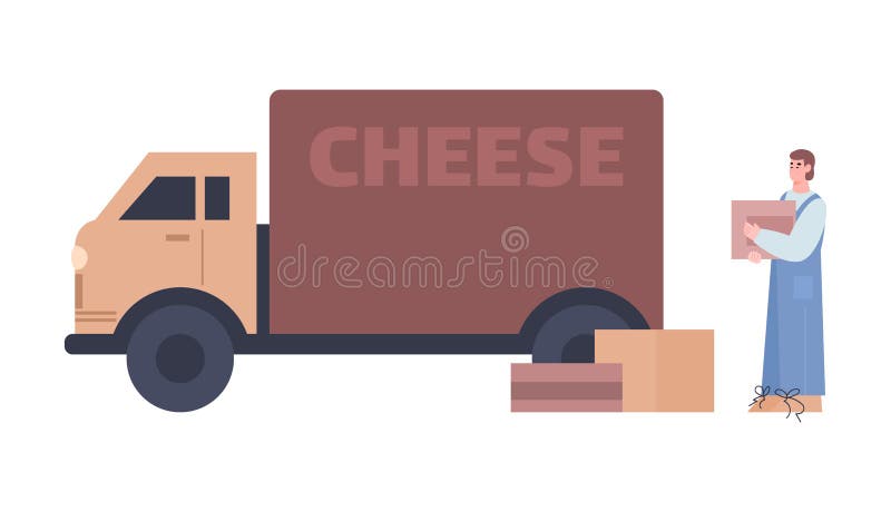Transportation of Cheese Dairy Production, Cartoon Vector Illustration ...