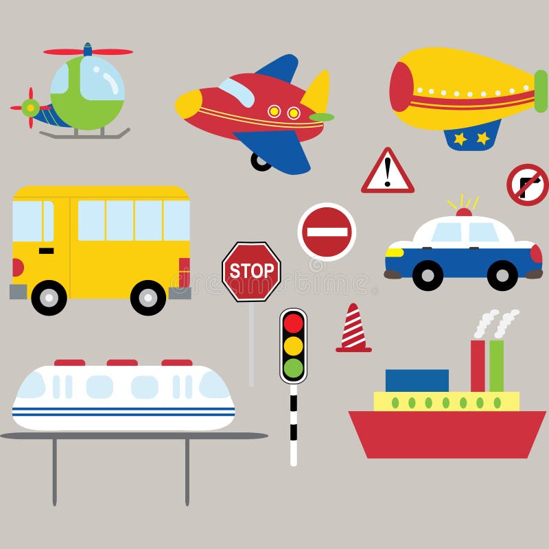 Transportation Collection stock vector. Illustration of sailboat - 68078817