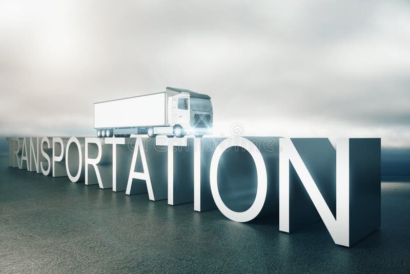 Transportation Text with Truck Stock Illustration - Illustration of ...