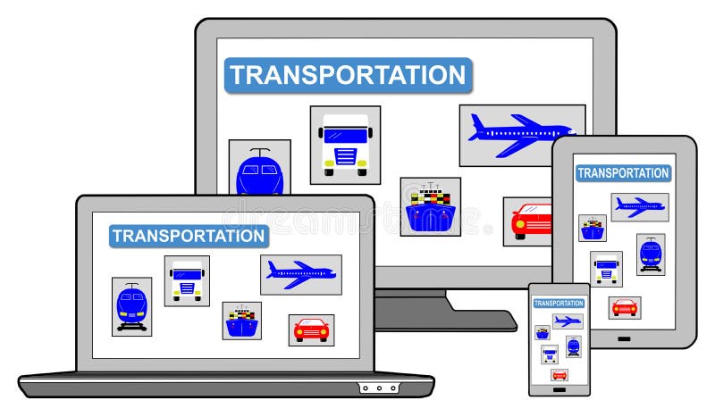 Transportation Concept on Different Devices Stock Image - Image of ...