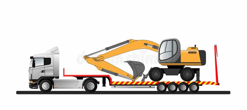 Transportation of Construction Equipment Stock Vector - Illustration of ...